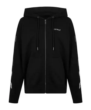 Off-White Front Zip-up Sweatshirt - Black