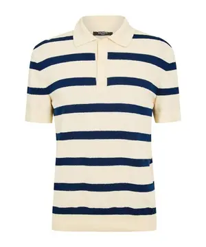 Balmain Striped Short-sleeve Polo Shirt