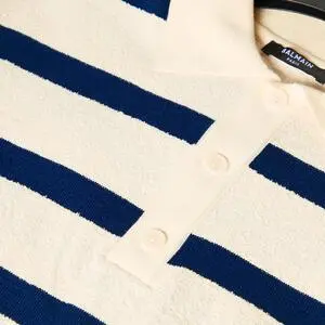 Balmain Striped Short-sleeve Polo Shirt