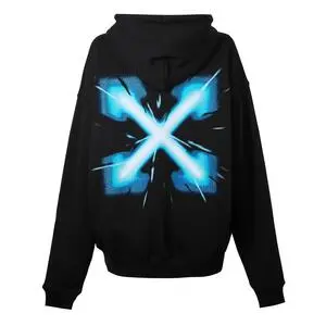 Off-White Cotton Oversized Hoodie With Graphic Prints