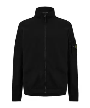 Stone Island Logo Zip-up Sweatshirt - Black