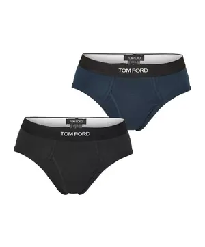 TOM FORD Plain Cotton Briefs, 2-pack - Black