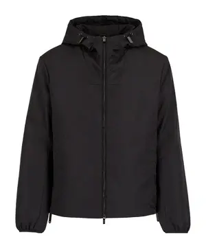 Emporio Armani Windproof And Waterproof Hooded Jacket With Printed Design