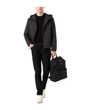 Emporio Armani Windproof And Waterproof Hooded Jacket With Printed Design