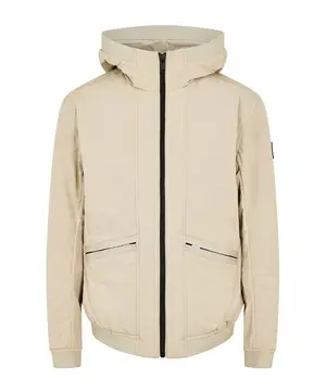 Hugo Boss Zip-up Softshell Jacket With Hood - Nude