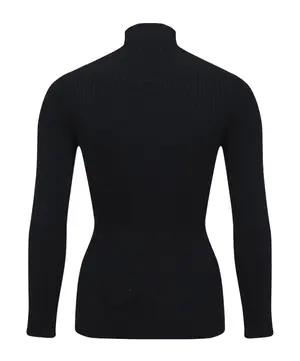 Off-White Ribbed Knit High Neck Long Sleeve Sweatshirt