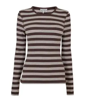 GANNI Striped Long Sleeve T-shirt