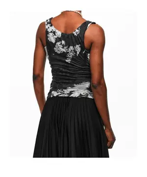 VIVIENNE WESTWOOD Sleeveless Ruched Floral Top - Black