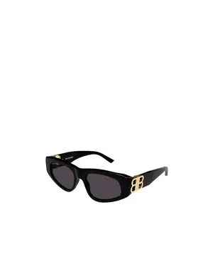 Balenciaga Rectangle Sunglasses With Gold Tone Logo Detail - Black