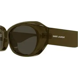 Saint Laurent Oval Sunglasses With Logo Detail