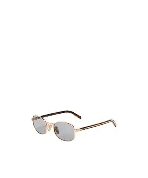 Prada Oval Frame Sunglasses With Tortoiseshell Detail - Gray