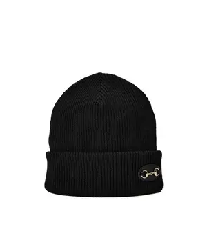 Gucci Knitted Beanie With Horsebit Detail - Black