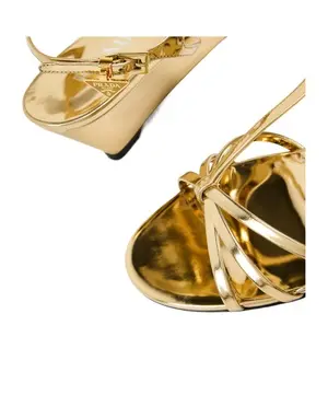 Prada Metallic Wedge Sandals - Nude