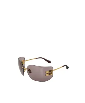 Miu Miu Logo Detail Rimless Sunglasses - Gray