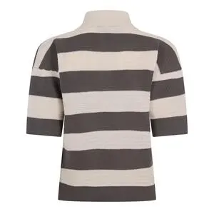 AMI Paris Striped Knit Polo Shirt