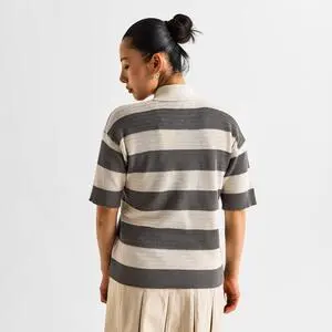 AMI Paris Striped Knit Polo Shirt