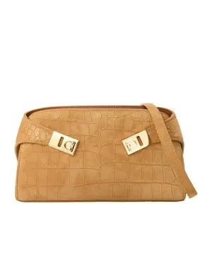 FERRAGAMO Suede Clutch Bag - Brown