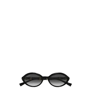 Gucci Gucci Oval Sunglasses With Logo Detail Black