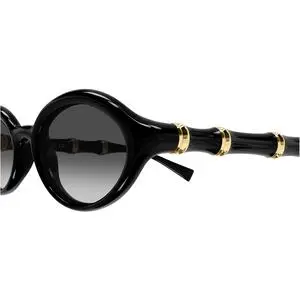 Gucci Oval Sunglasses With Logo Detail - Black