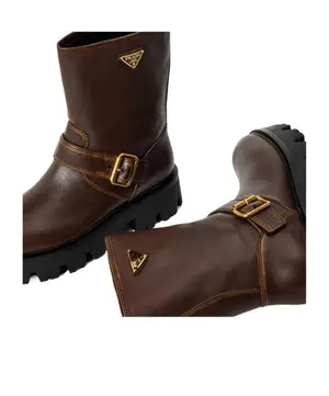 Prada Biker Boots With Buckle Detail