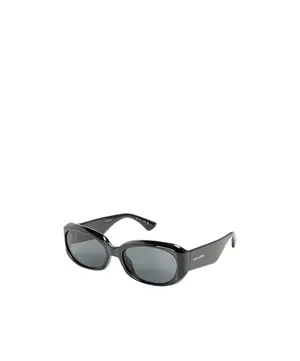 Saint Laurent Oval Logo Detail Sunglasses - Gray