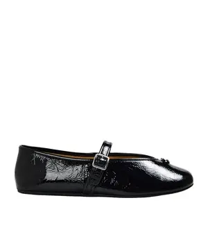COACH Patent Leather Mary Jane Flats - Black
