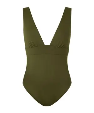 Ralph Lauren Plunge Neck One-piece Swimsuit - Green