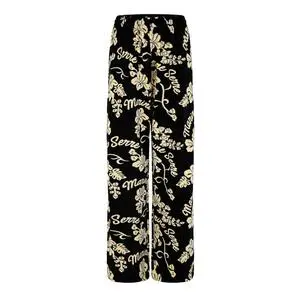 MARINE SERRE Printed Wide Leg Pants - Black