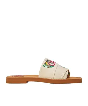 Chloé Canvas Flat Slippers - Nude