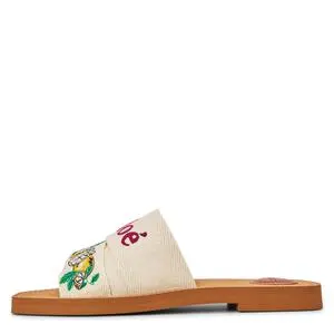 Chloé Canvas Flat Slippers - Nude