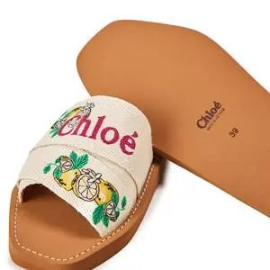 Chloé Canvas Flat Slippers - Nude