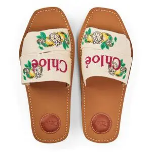 Chloé Canvas Flat Slippers - Nude