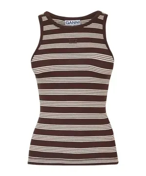 GANNI Striped Vest - Red