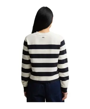 Barbour Striped Crew Neck Fine Knit Sweater With Pocket Detail
