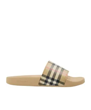 Burberry Burberry Checkered Open Toe Flat Slippers Nude