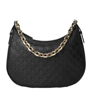 Gucci Emblem Shoulder Bag - Black