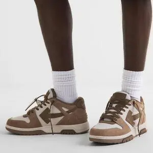 Off-White Suede And Leather Low Top Casual Sneakers - Brown