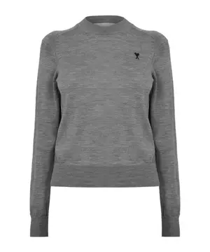 AMI Paris Knitted Crew Neck Sweater - Gray