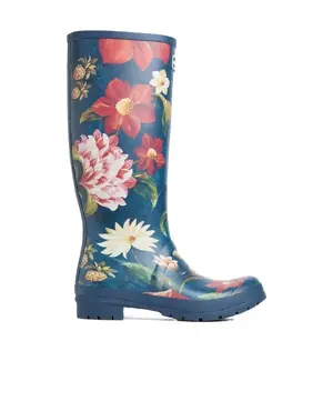 Barbour Floral Print Waterproof Tall Boots - Blue