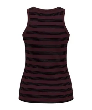 GANNI Striped Cotton Racerback Tank - Black