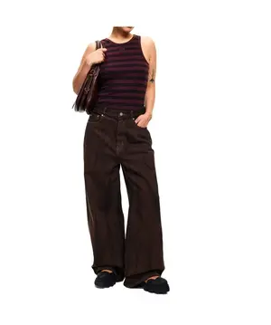 GANNI Striped Cotton Racerback Tank - Black