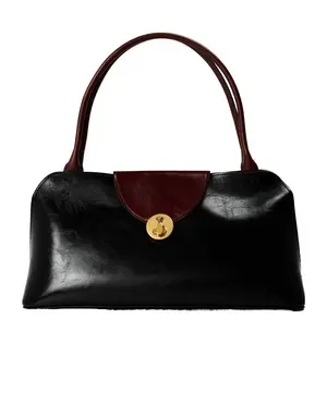 Versace Shoulder Bag With Clasp Closure - Black