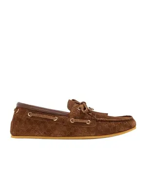 Gucci Vintage Suede Boat Shoes - Brown