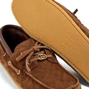 Gucci Vintage Suede Boat Shoes - Brown