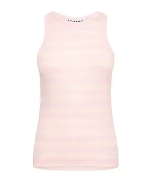 GANNI Striped Cotton Racerback Tank Top