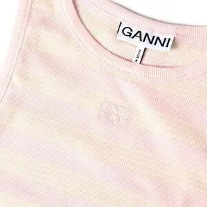GANNI Striped Cotton Racerback Tank Top