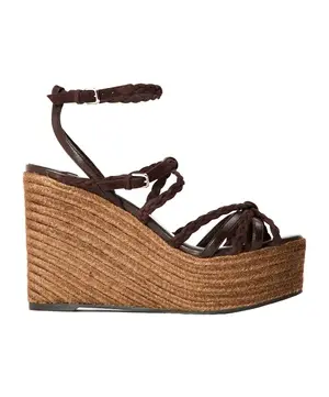 JIMMY CHOO Braided Wedge Espadrille Sandals - Brown