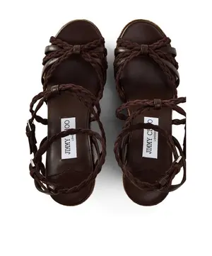 JIMMY CHOO Braided Wedge Espadrille Sandals