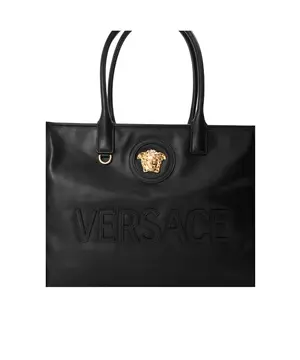 Versace Leather Tote Bag With Medusa Emblem