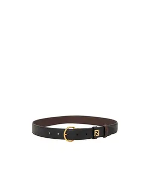 Fendi Reversible Leather Belt With Ff Monogram - Black
